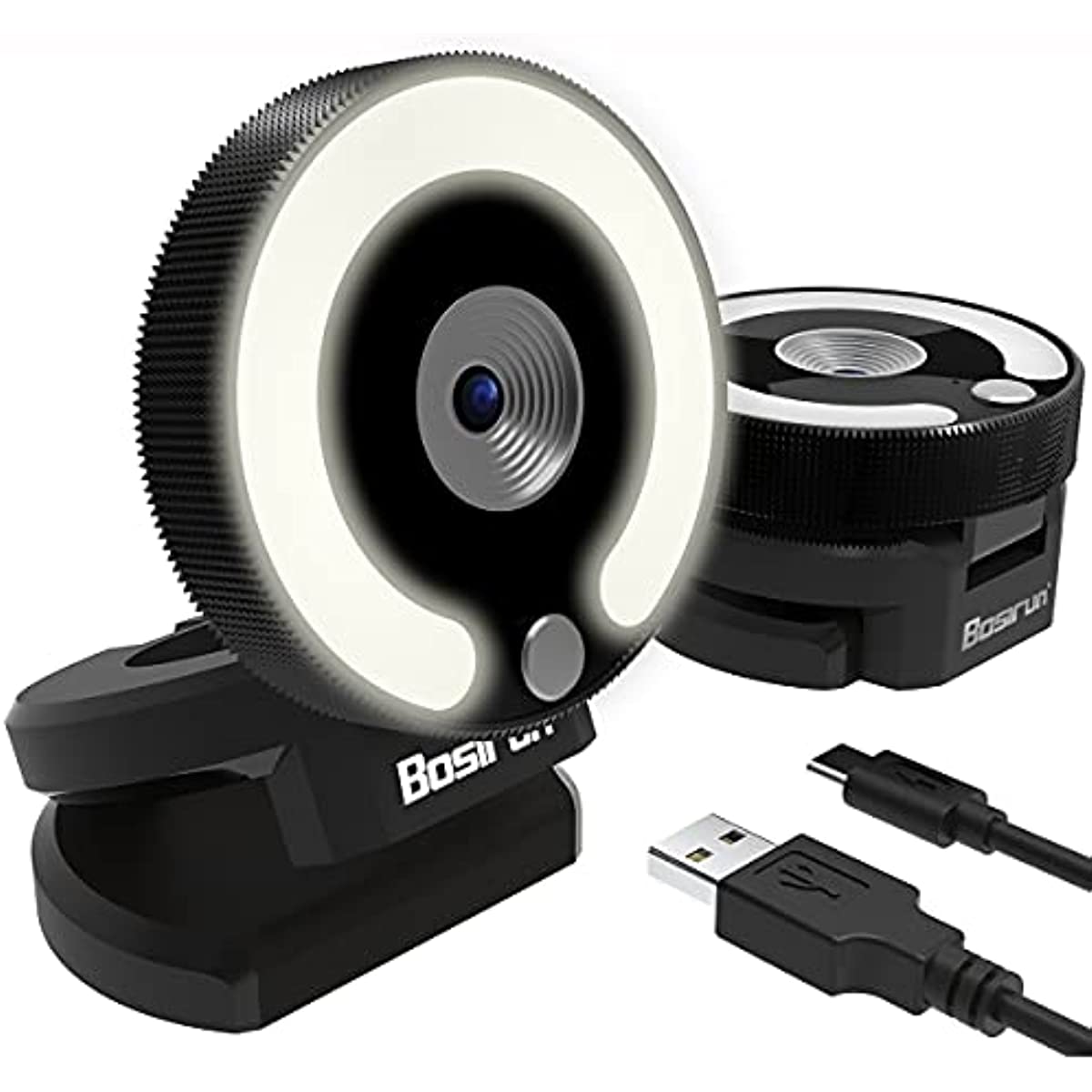 BOSIRUN 2022 Webcams, Camera Computer, LED Webcams with Microphone and