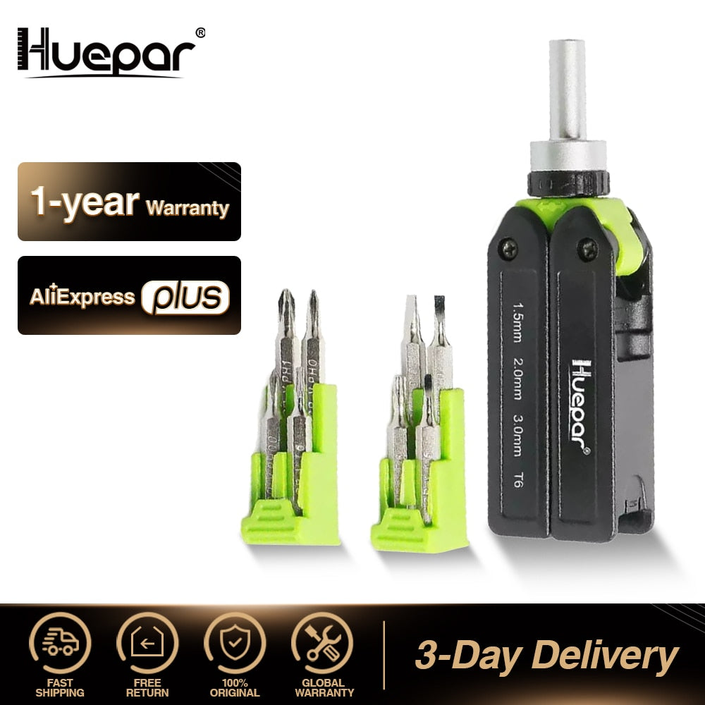 Huepar Multi-Bit Ratchet Precision Screwdriver Set 8-in-1 Quick-load M